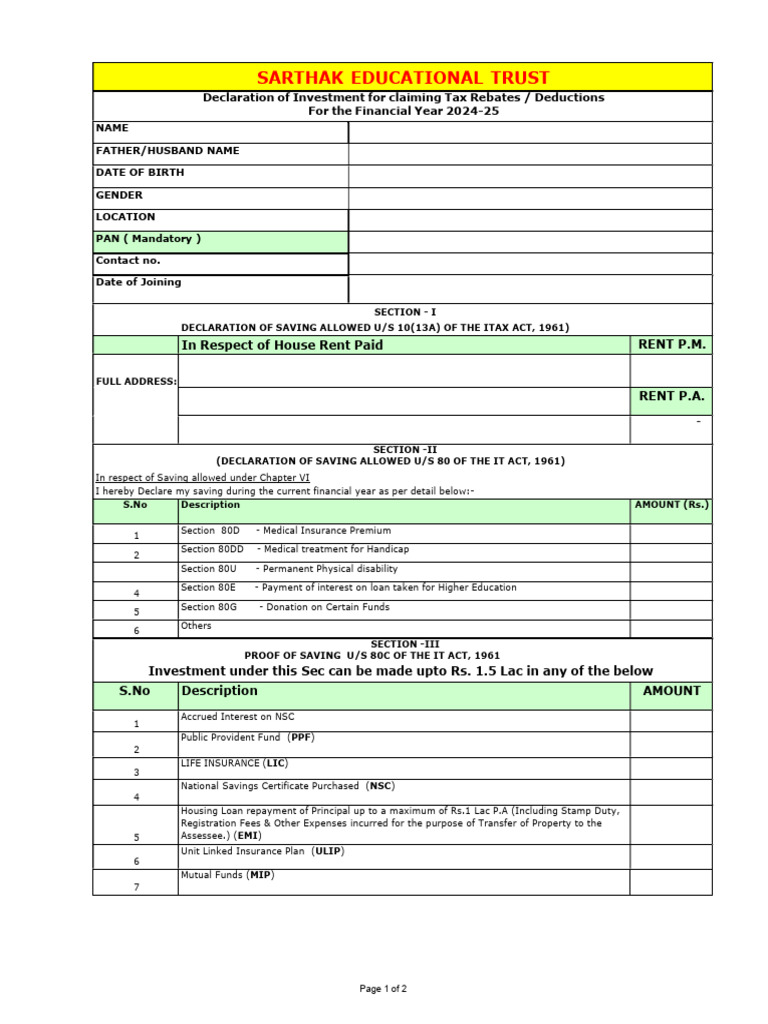 TDS Form._24-25 | PDF