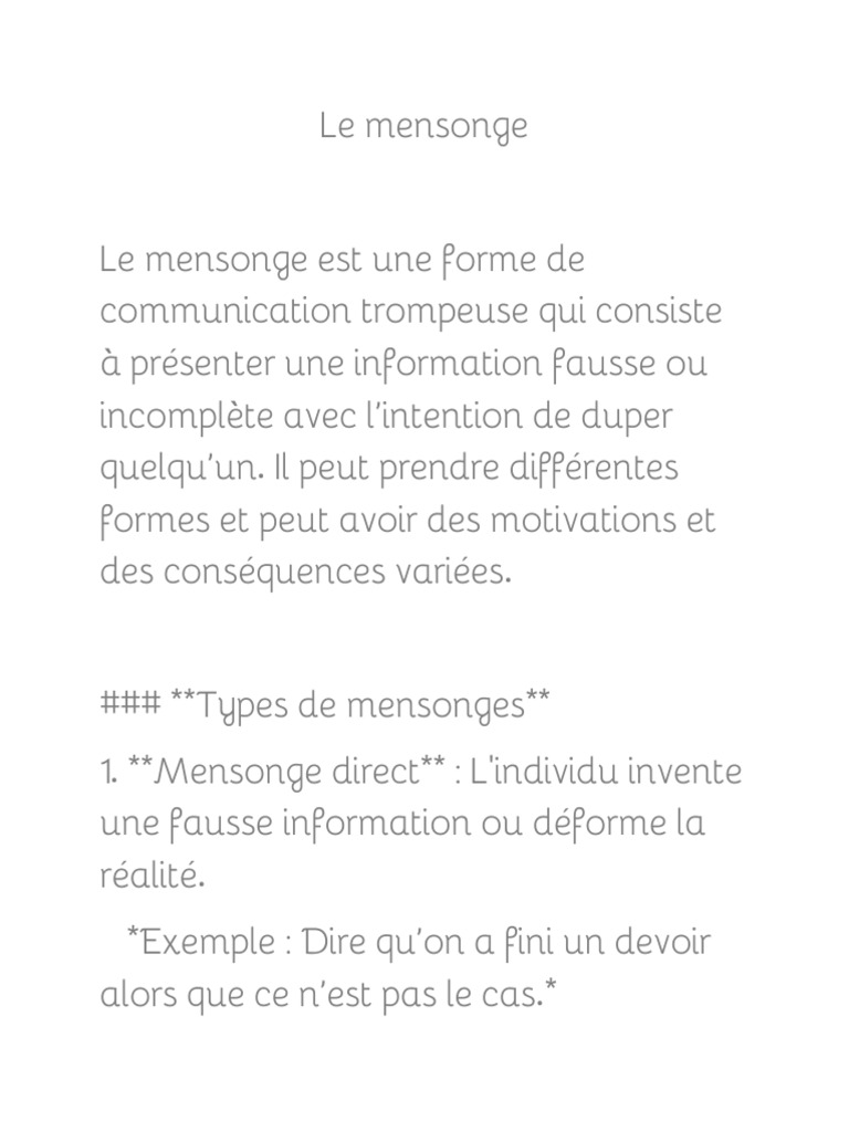 Types et conséquences du mensonge | PDF | Law