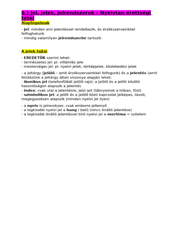 Jel, Jelek, Jelrendszerek | PDF