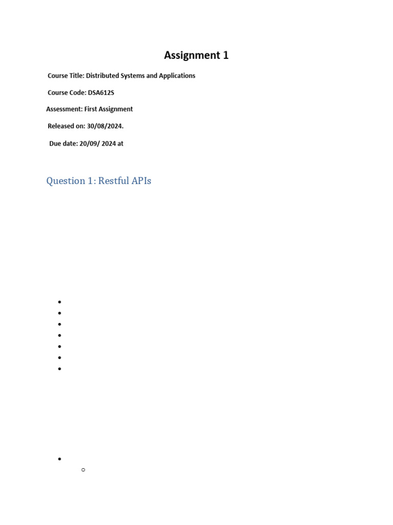 DSA612S Assignment 1 - 2024 | PDF