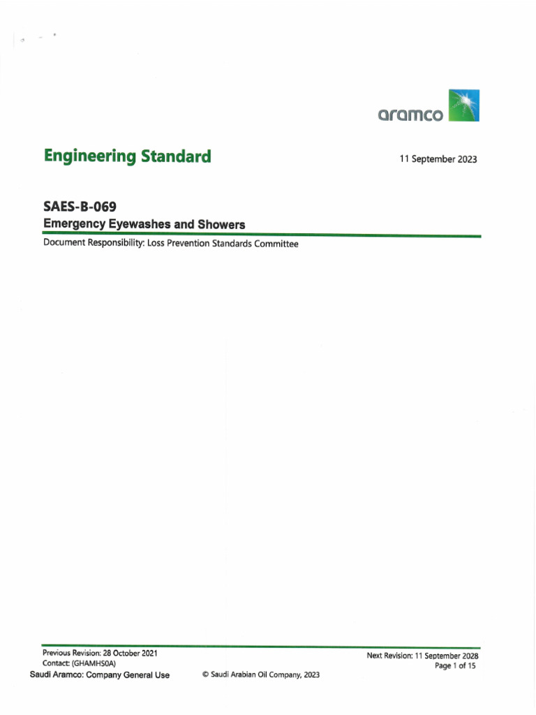 SAES B-069 Emergency Eyewash and Shower | PDF