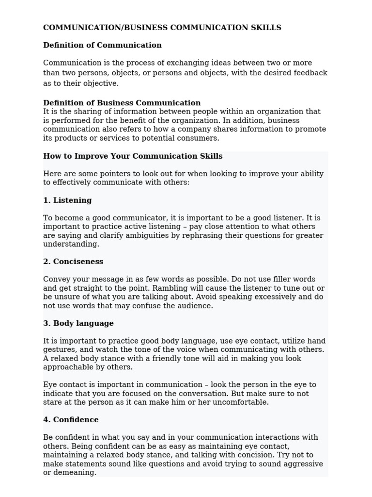 Communication Skills Notes Final | PDF