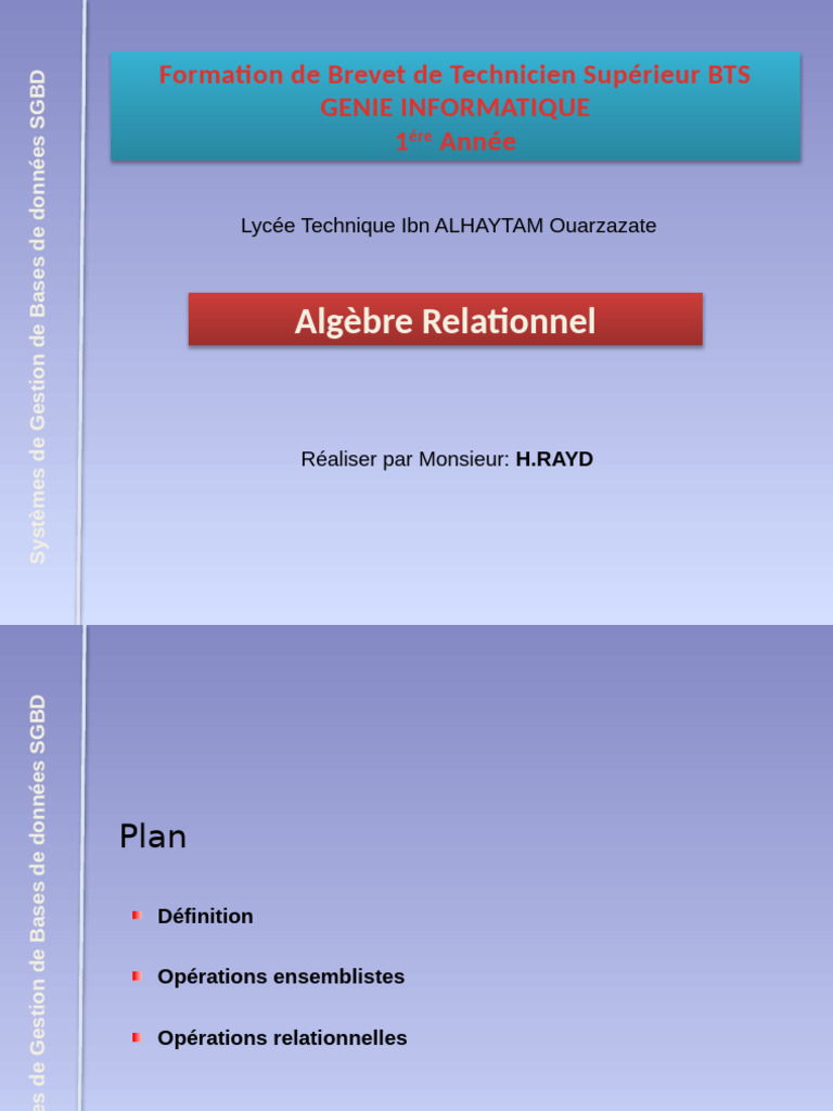 CHAPITRE 3 Algèbre Relationnel | PDF