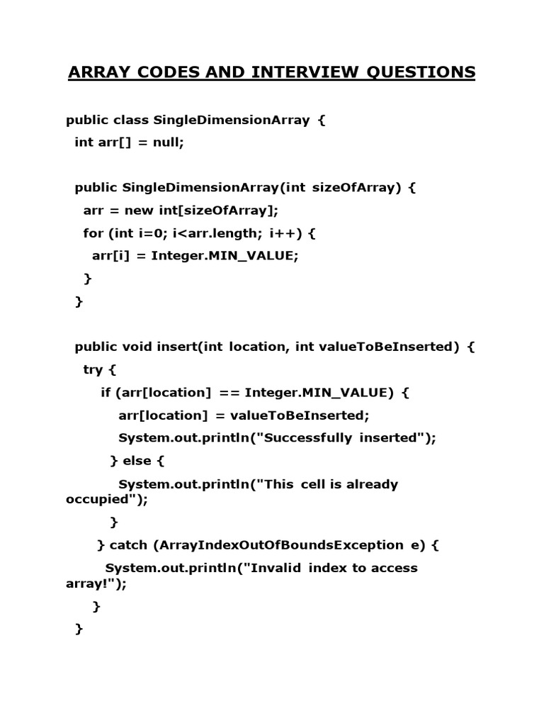 Array Codes and Interview Questions | PDF