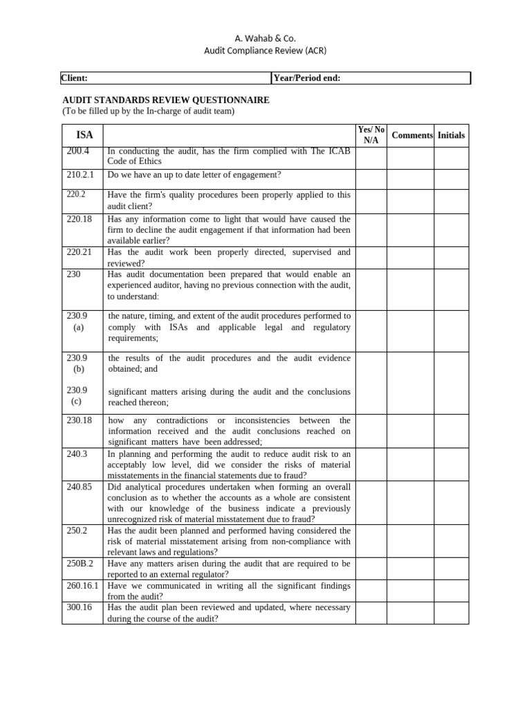 Audit Compliance Review (ACR) | PDF