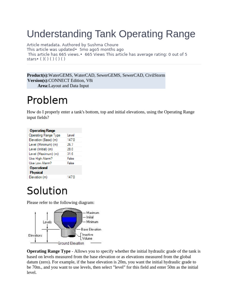 Understanding Tank Operating Range WaterGEMS | PDF