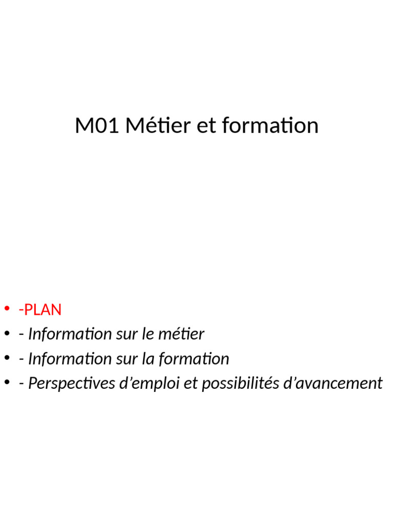 M01 Métier Et Formation | PDF