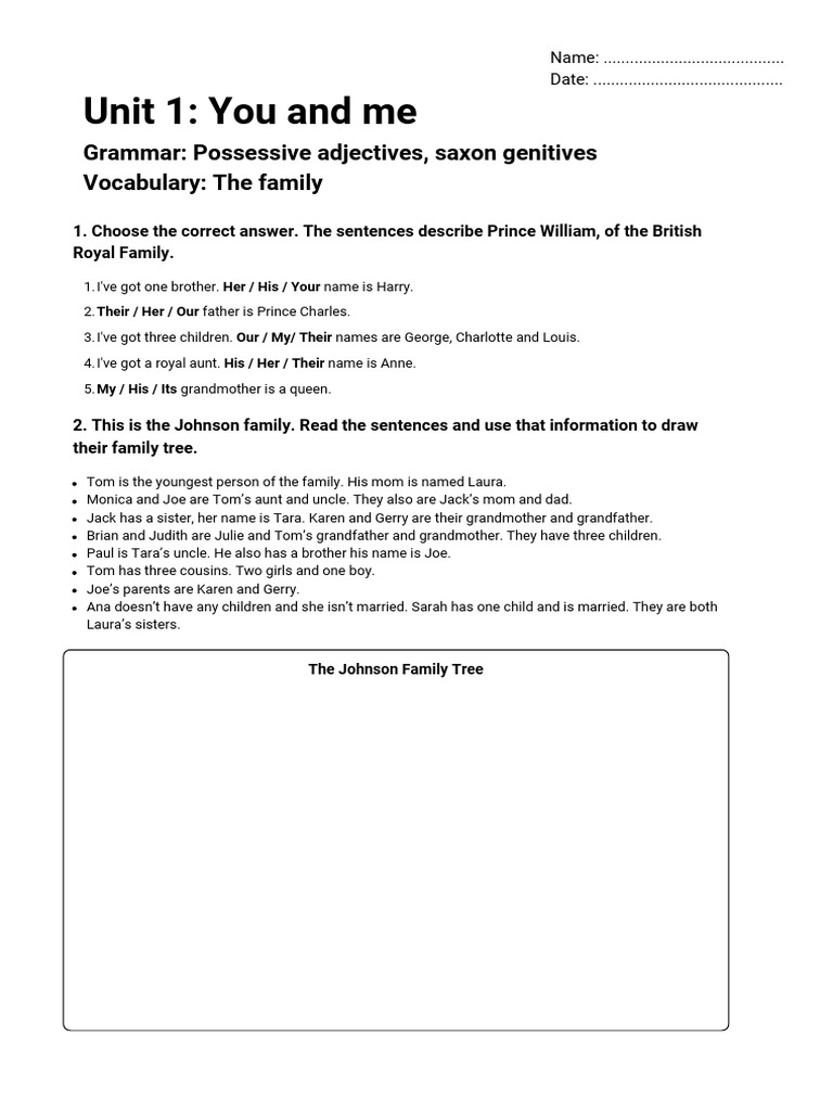 unit 1 family - possessive - saxon genitive - writing | PDF unit 1 family - possessive - saxon genitive - writing | PDF