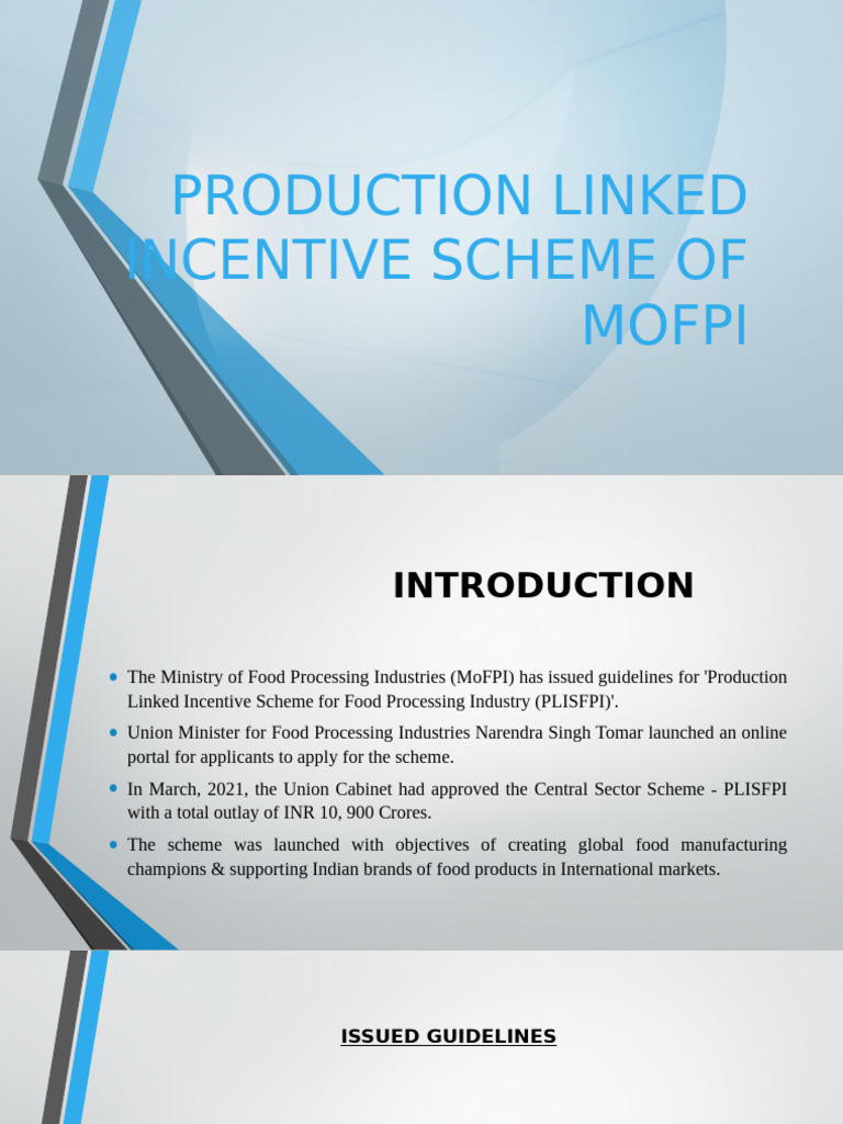 Food Processing Scheme MOFPI | PDF
