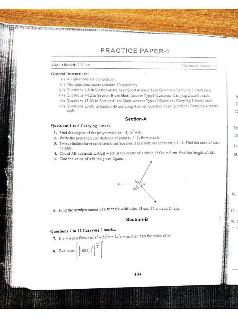 Practice Paper 1 Maths Class 9 | PDF