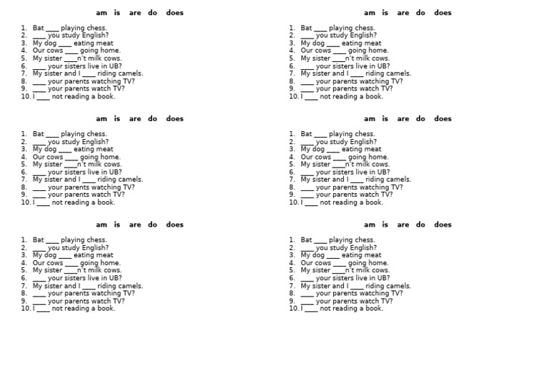 Am Is Are Do Doe1 | PDF