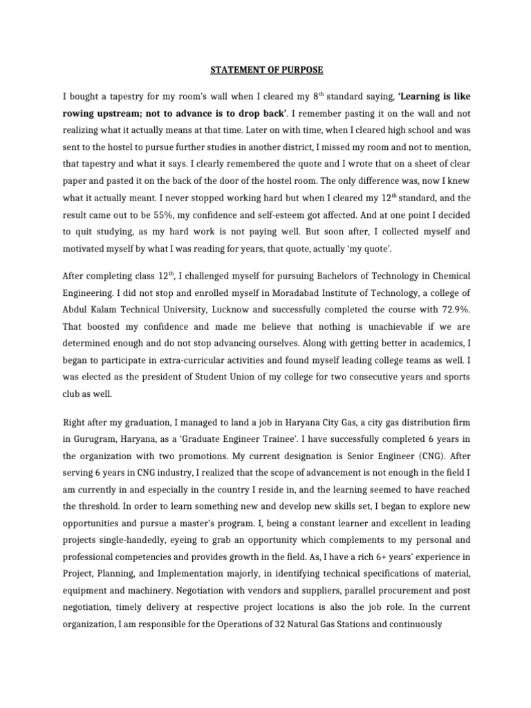 STATEMENT OF PURPOSE IReland | PDF