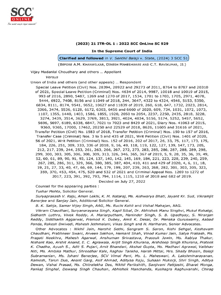 Vijay Madan Lal Vs UOI | PDF