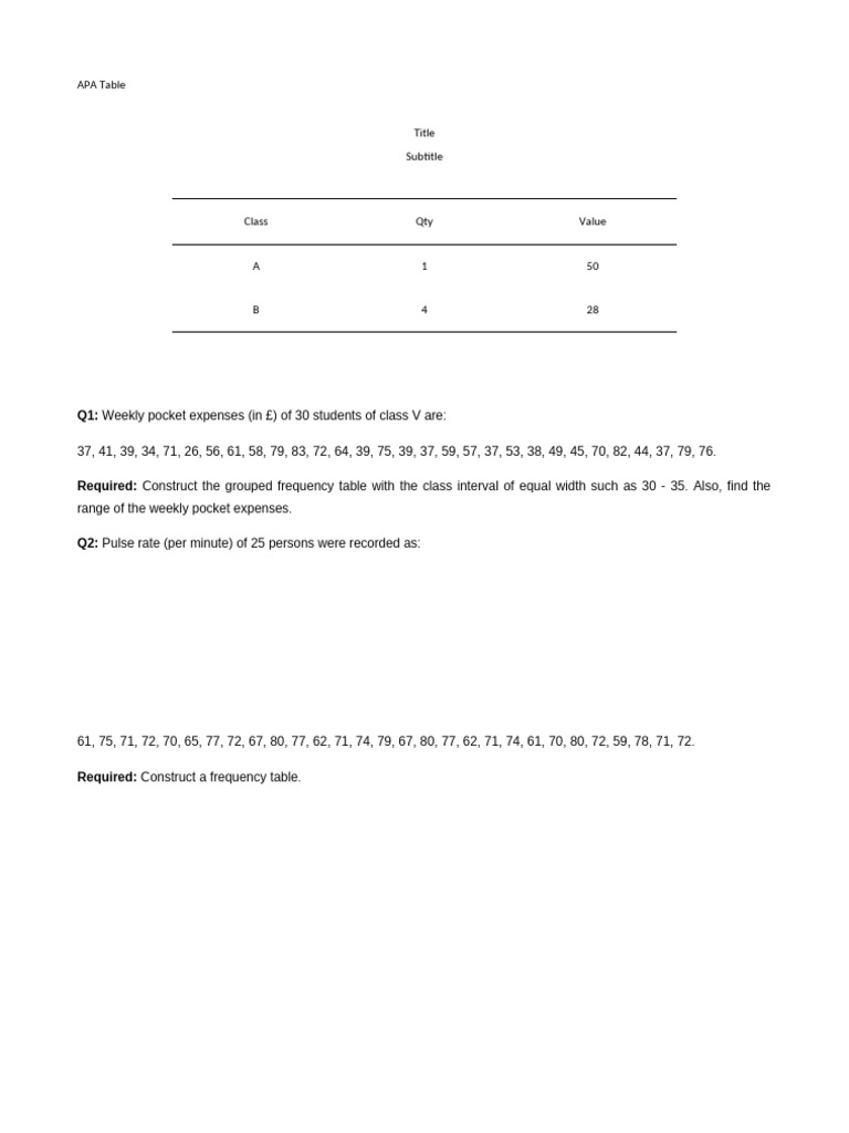 APA Style Table | PDF