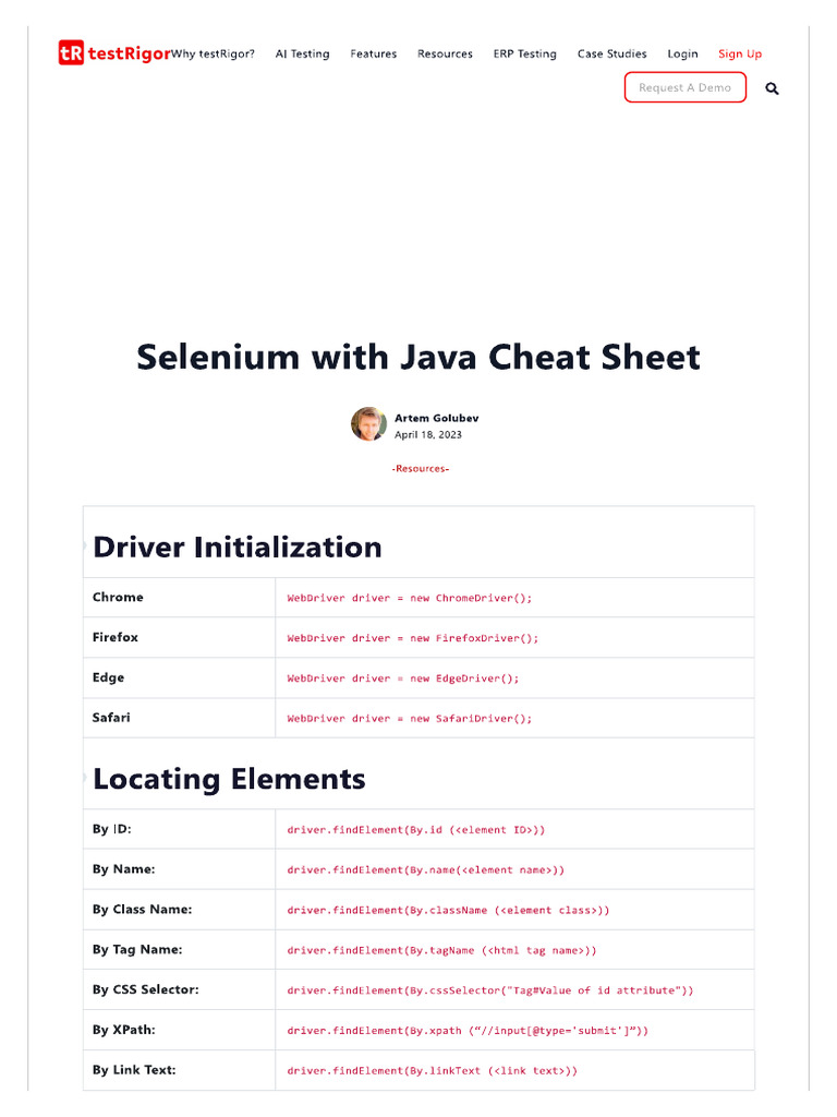 Selenium Cheat Sheeeet | PDF