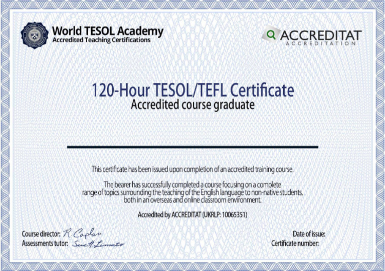Certification - TESOL - TEFL T. Jennifer | PDF