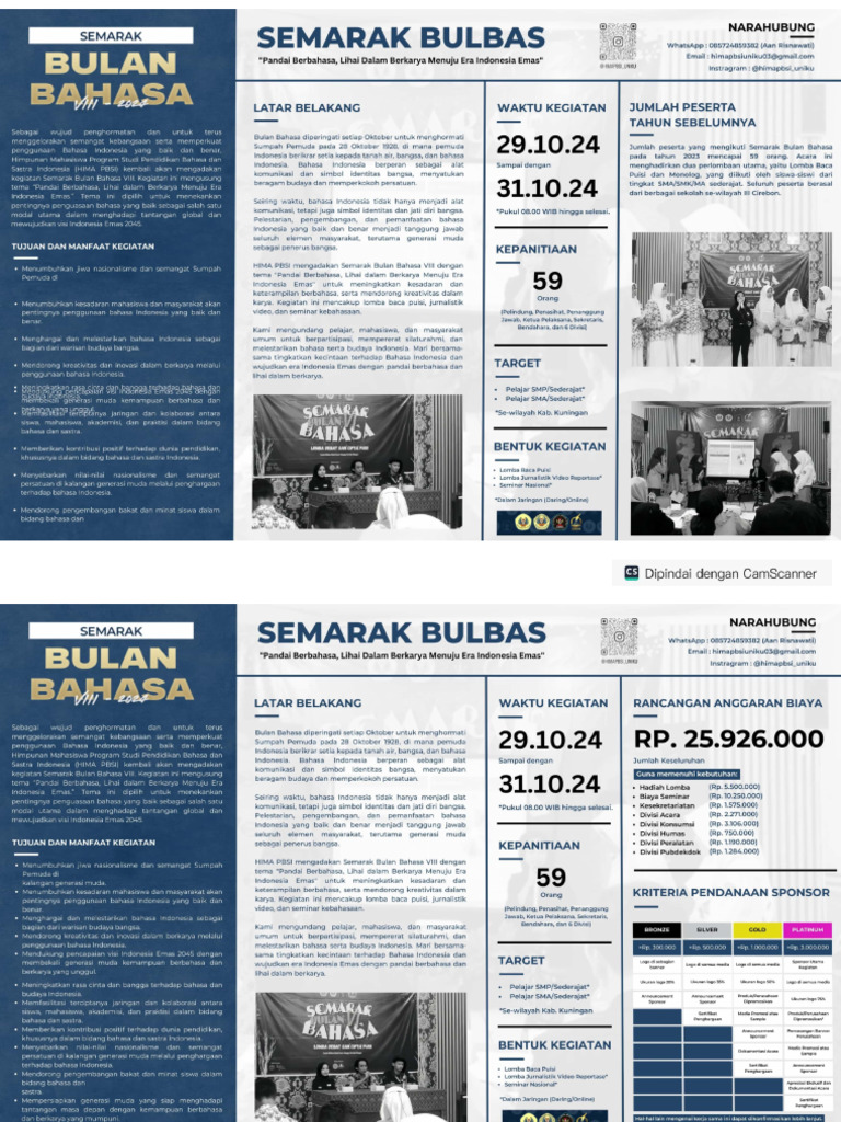 Proposal Semarak Bulan Bahasa 2024 PDF | PDF