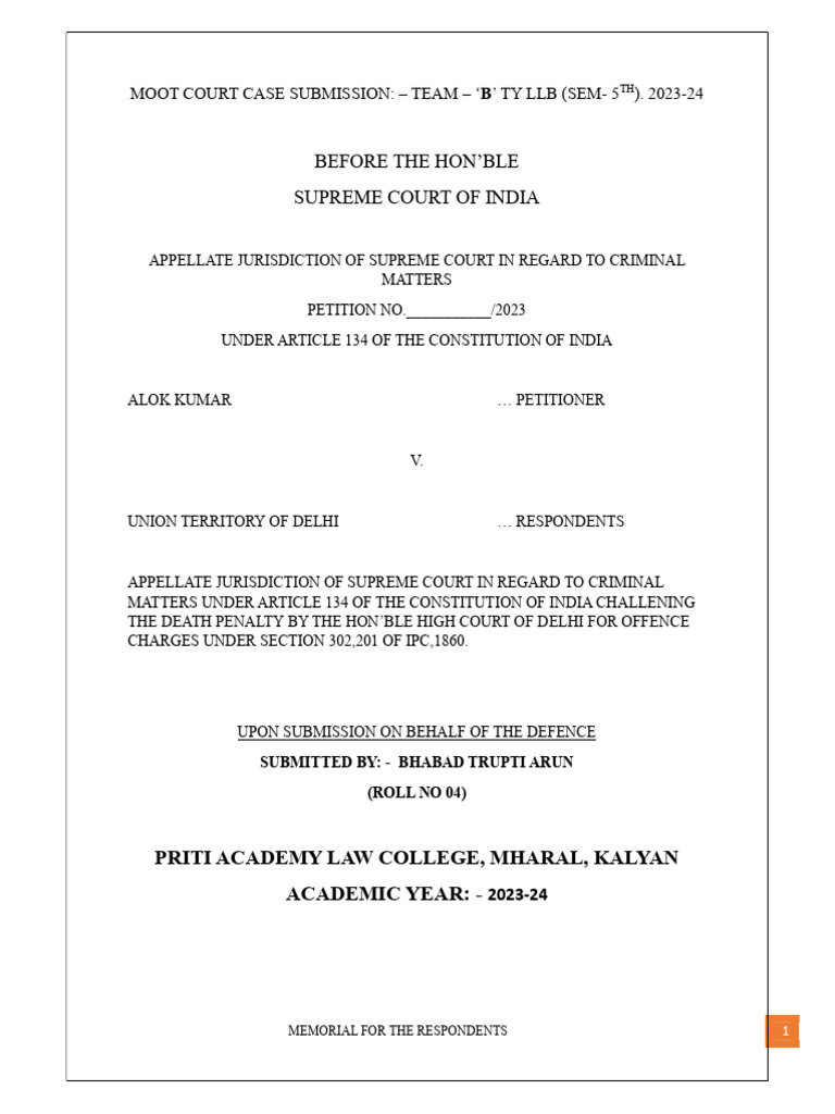 MURDER CASE MOOT COURT | PDF