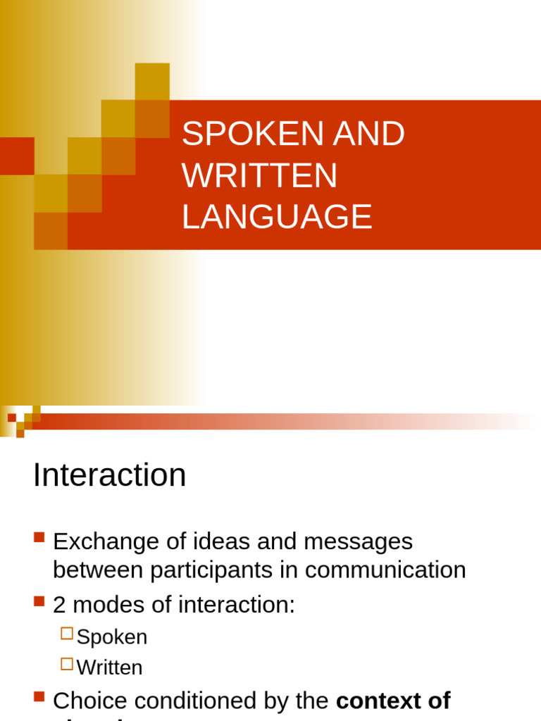 Spoken and Written Language | PDF