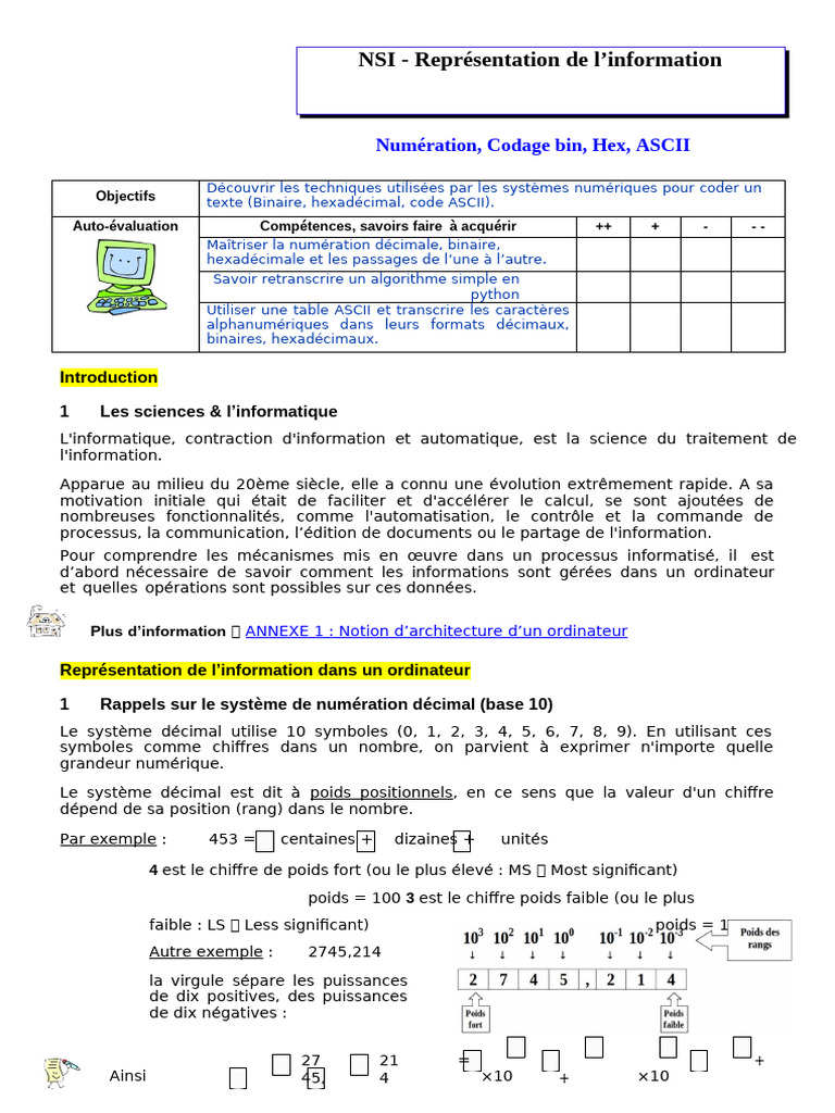 1.Numeration & codage de l_information | PDF