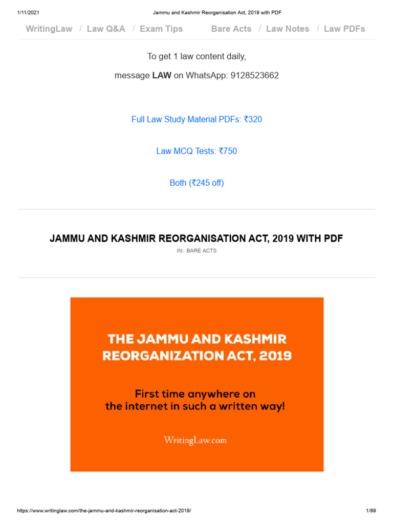 JK Reorganization Actm 2019 | PDF