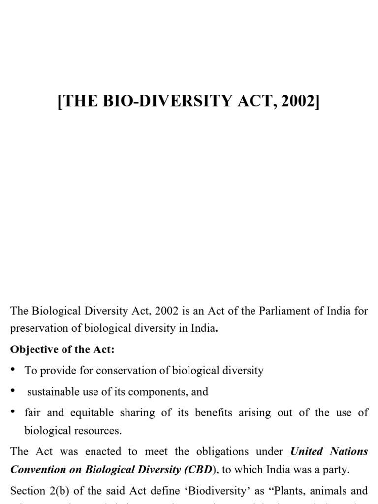 The Bio-Diversity Act, 2002. | PDF