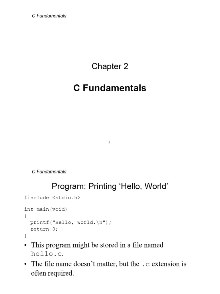 CHP 2 C Fundamentals | PDF