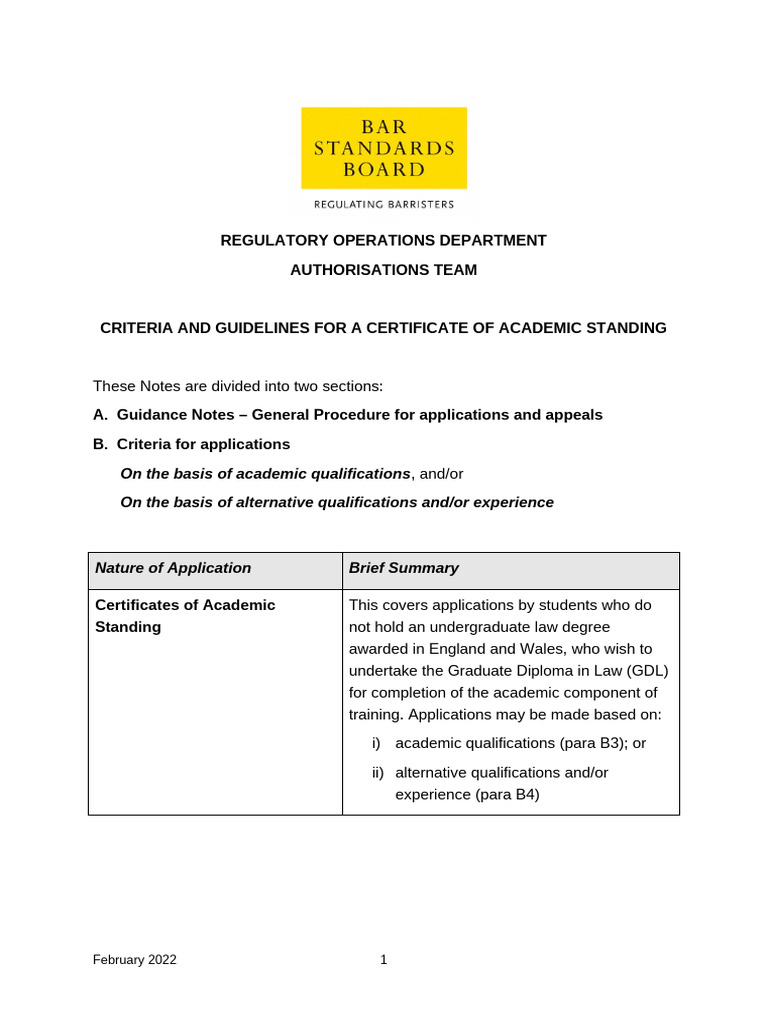 Certificate of Academic Standing Criteria and Guidelines Feb 2022 | PDF