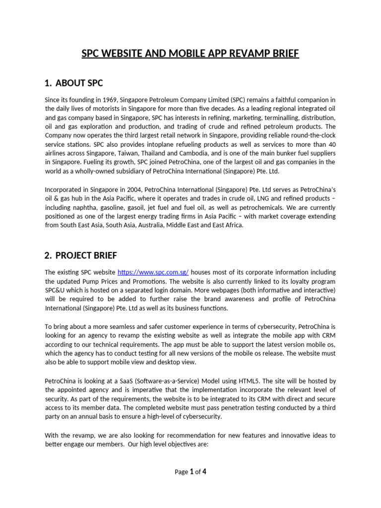 SPC Website and Mobile App Revamp Brief | PDF