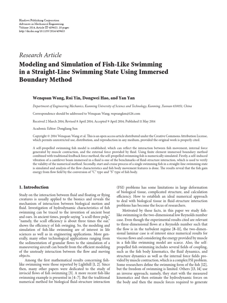 Modeling and Simulation of Fish-Like Swimming in A | PDF