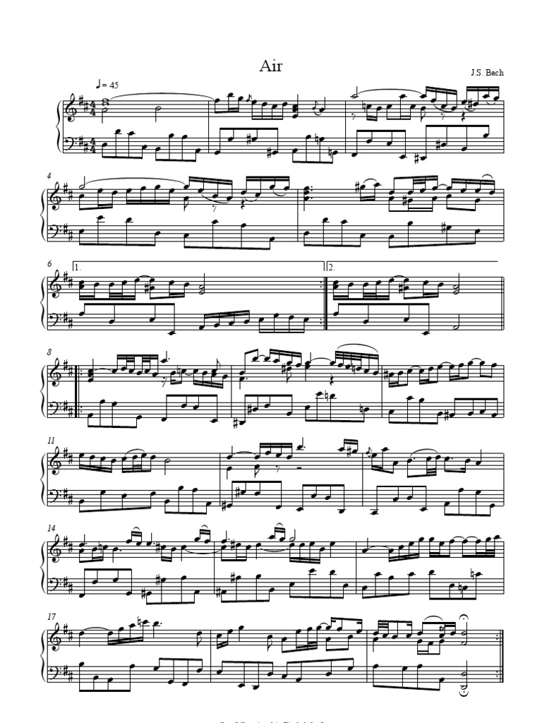 J.S. Bach Air Sheet Music | PDF