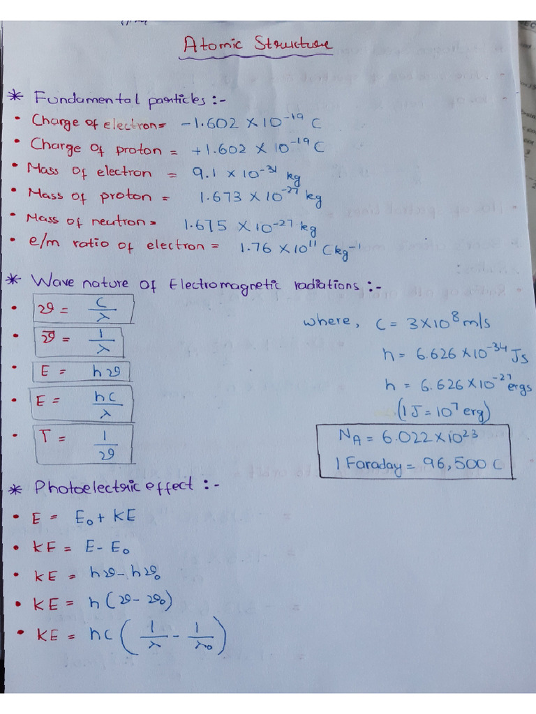Atomic Structure Formulas | PDF
