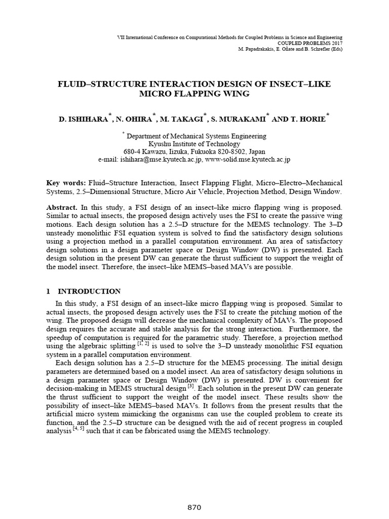 2017-Ishihara-FLUID-STRUCTURE INTERACTION DESIGN OF INSECT-LIKE MICRO FLAPPING WING | PDF