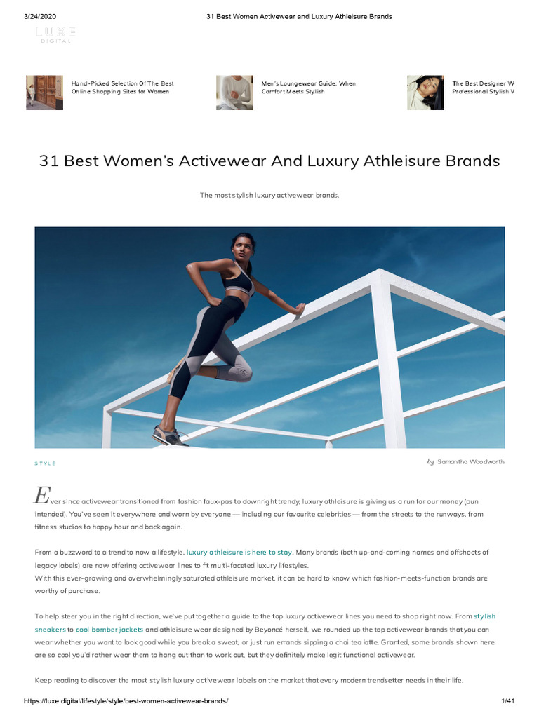 31 Best Women Activewear and Luxury Athleisure Brands | PDF | Dress ...
