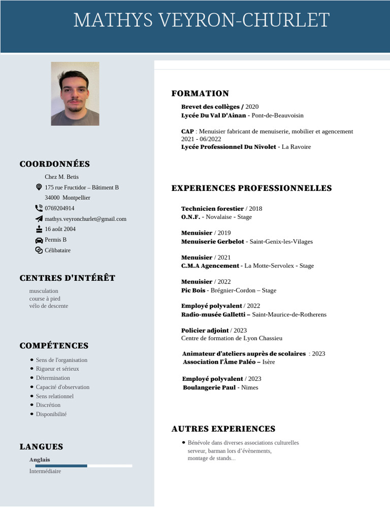 CV Mathys Veyron-Churlet 2023 2 | PDF