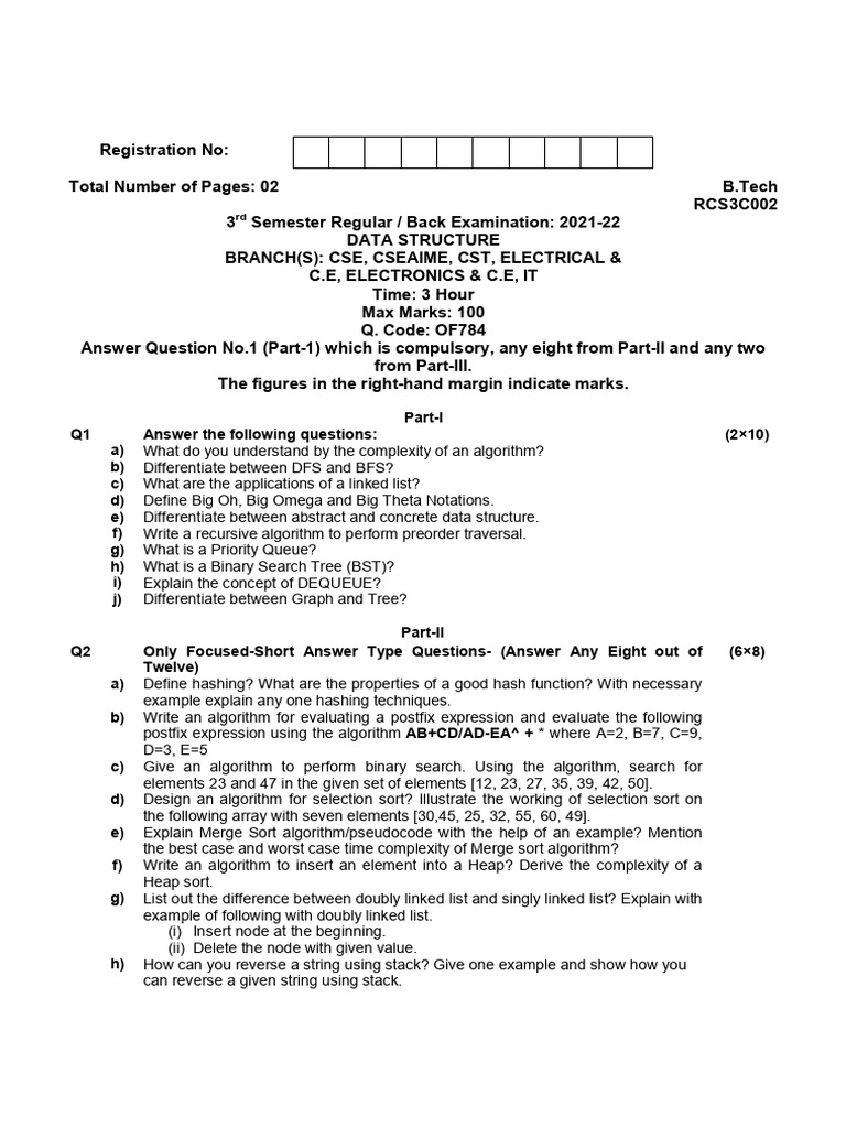 Data Structure-Cse, Ece, Electronics & C.e, It21-22 | PDF | Algorithms ...