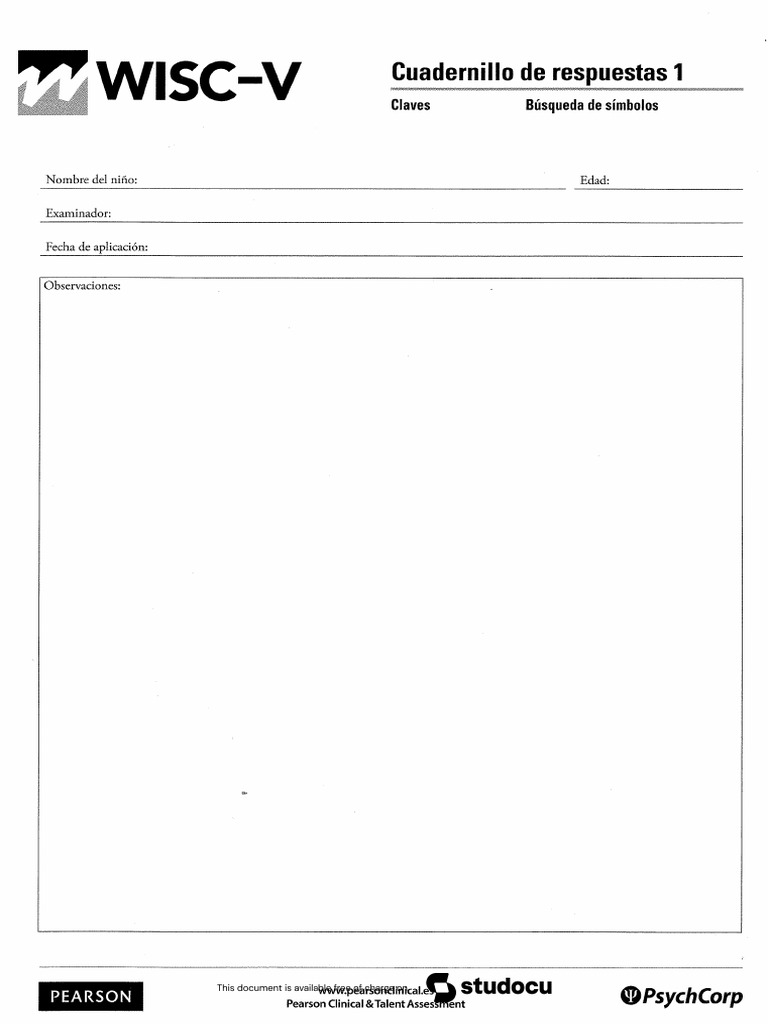 WISC-V Response Workbook Download | PDF | Business | Home & Garden