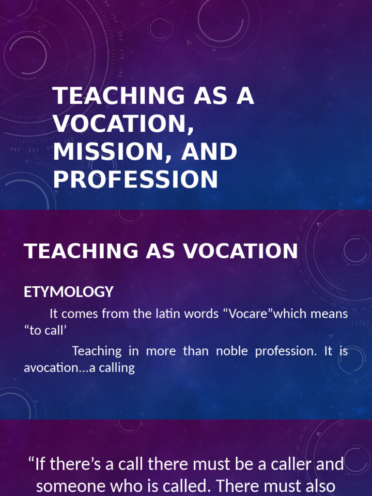 Teaching As A Vocation, Mission, and Profession | PDF | Profession