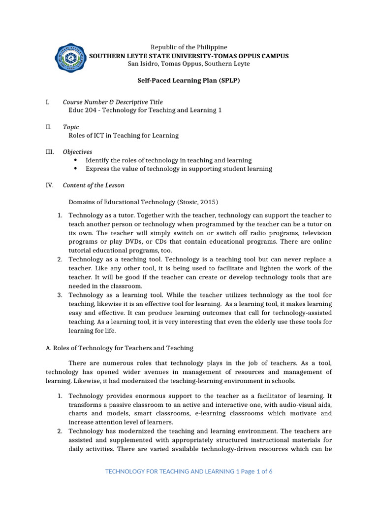 TTL-1 SPLP M1 Lesson-2 | PDF | Educational Technology | Critical Thinking