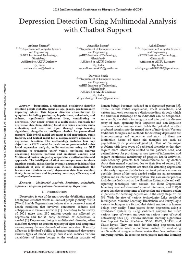 Depression Detection Using Multimodal Analysis With Chatbot Support ...