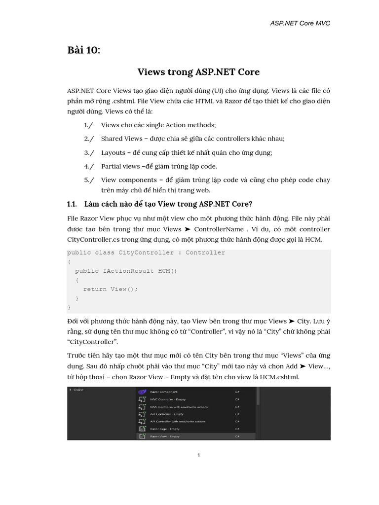 04 - View Trong ASP - Net Core | PDF