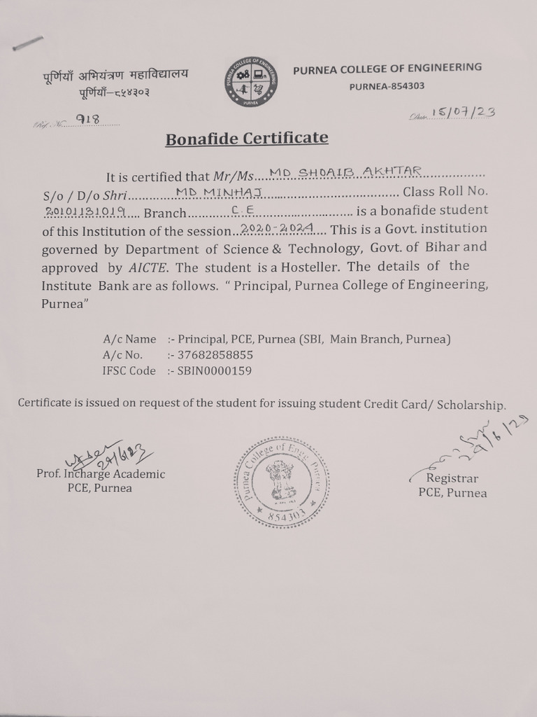 Bonafide Shoaib | PDF