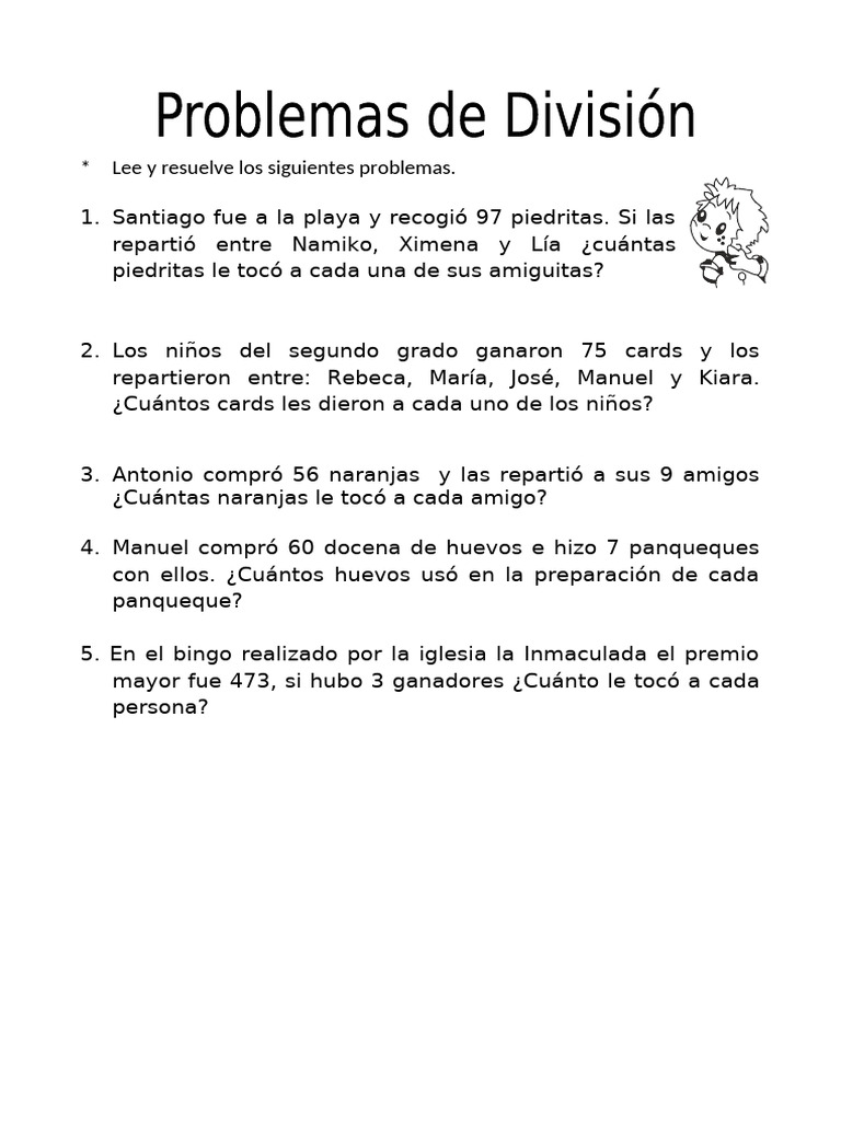 Problemas de división y reparto | PDF