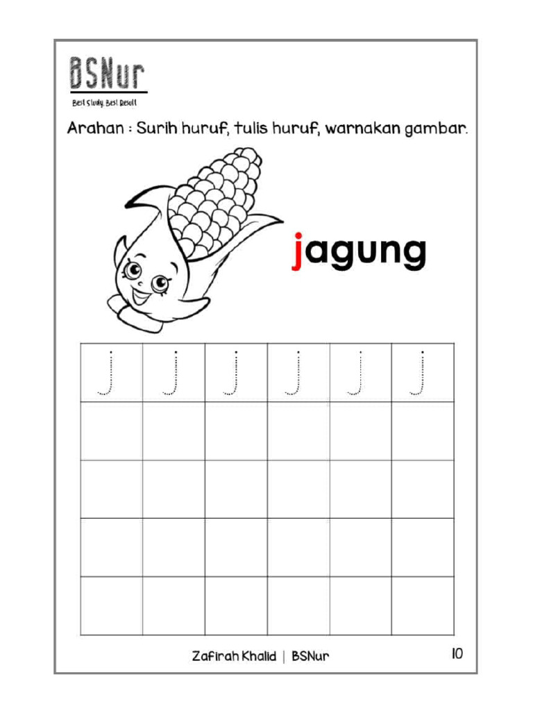 Latihan Menulis Huruf J | PDF