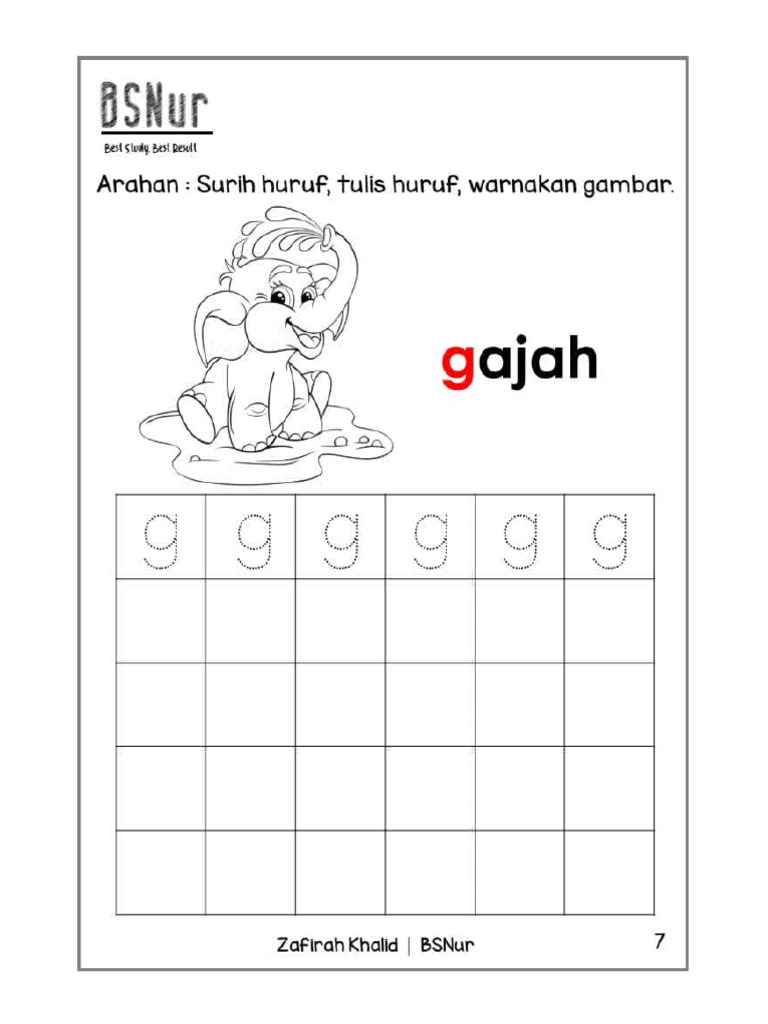 Latihan Menulis Huruf G | PDF