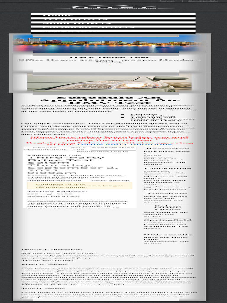Schedule Drive Test, Oregon Driver Education Center | PDF | Department ...