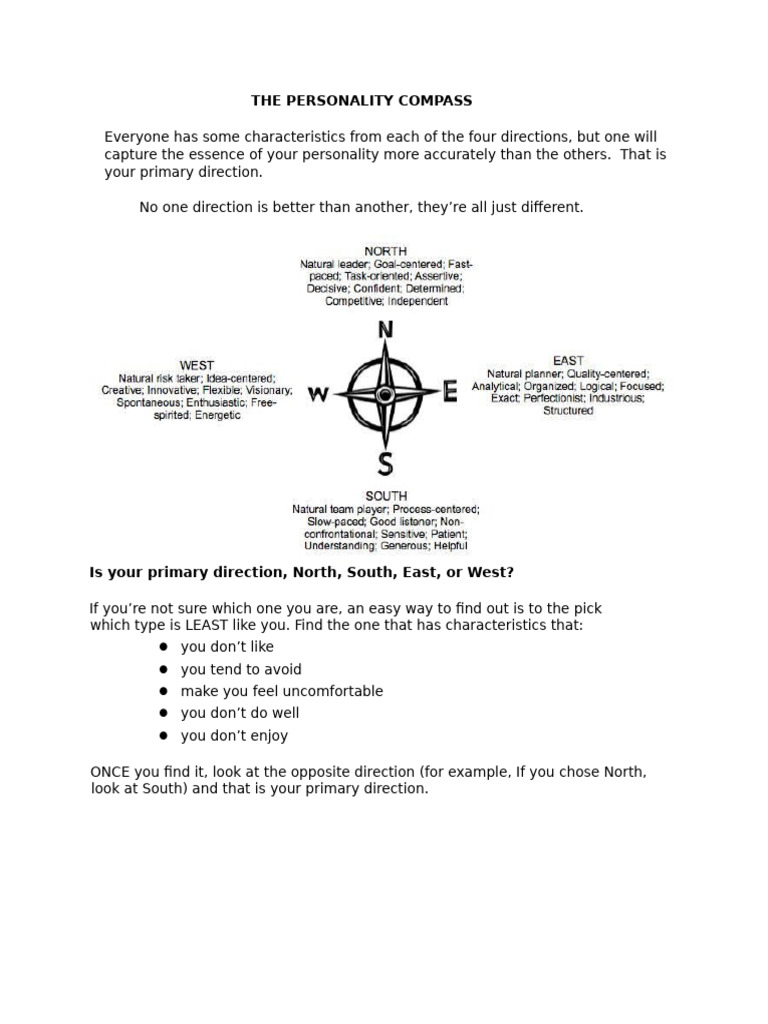 Personality Compass Discussion | PDF