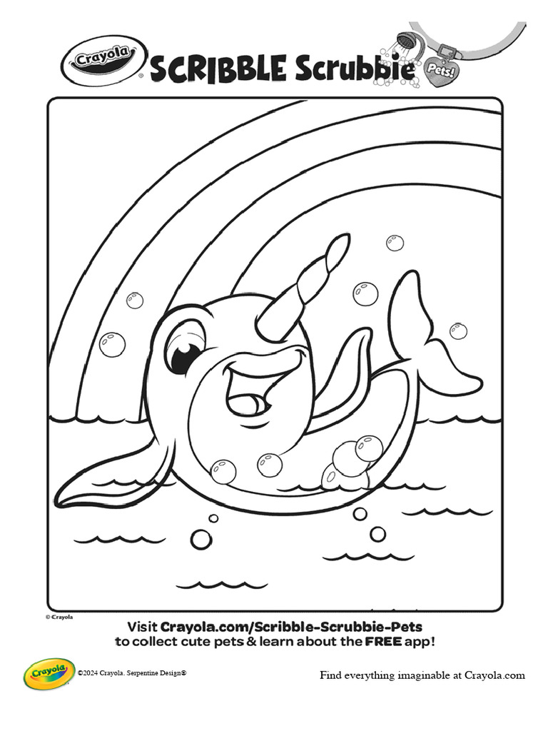 Scribble Scrubbie Pets Narwal - Naomi Coloring Page For Kids | PDF Scribble Scrubbie Pets Narwal - Naomi Coloring Page For Kids | PDF