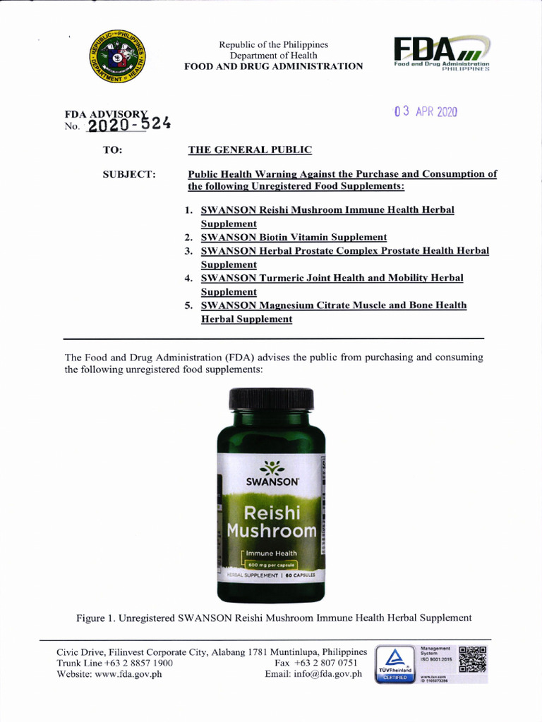 FDA Advisory No.2020 524 | PDF