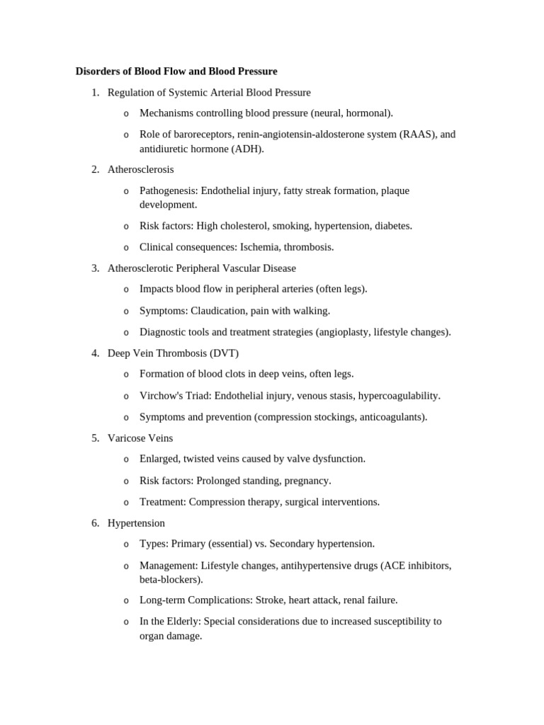 Blood Flow and Pressure Disorders Explained | PDF